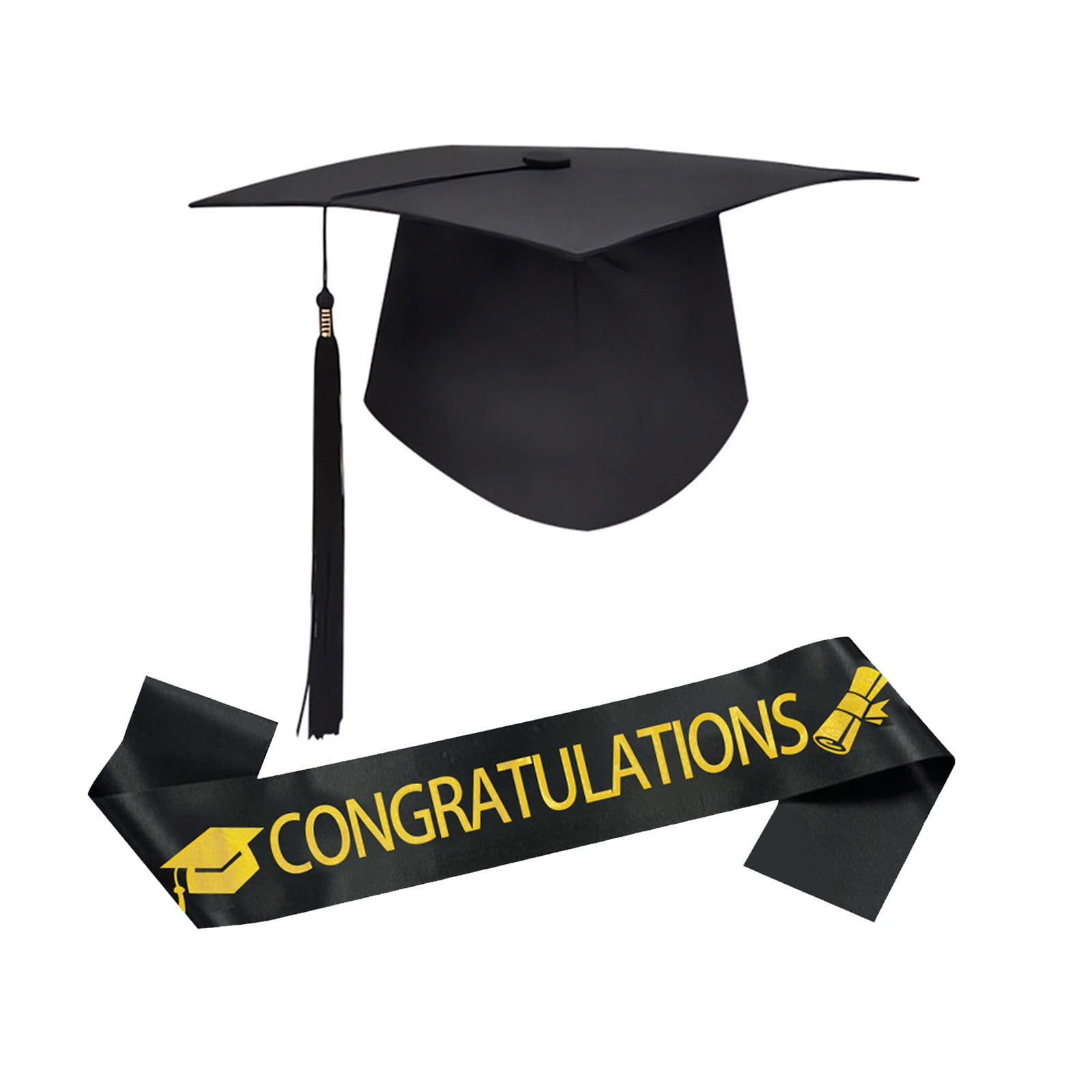 Gyexs Graduation Cap and Graduation Sash Black Congrats Grads ...