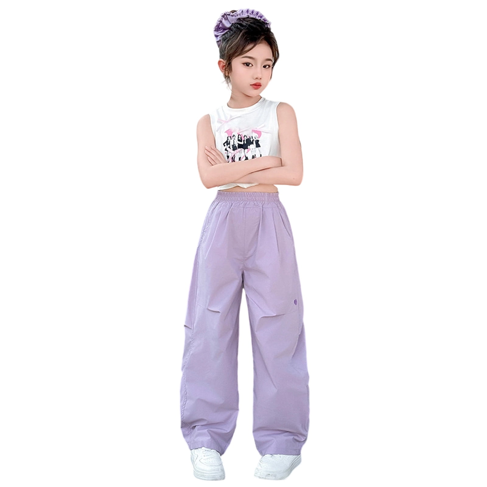 Gyexs Jeans for Girls Size 7-8 Solid Color Streetwear Drawstring Cargo ...