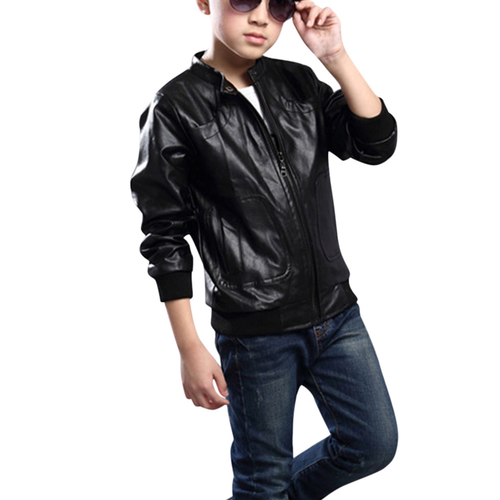 Gyexs Leather Jacket for Toddler Little Boy Fashion Cool Jackets Big ...