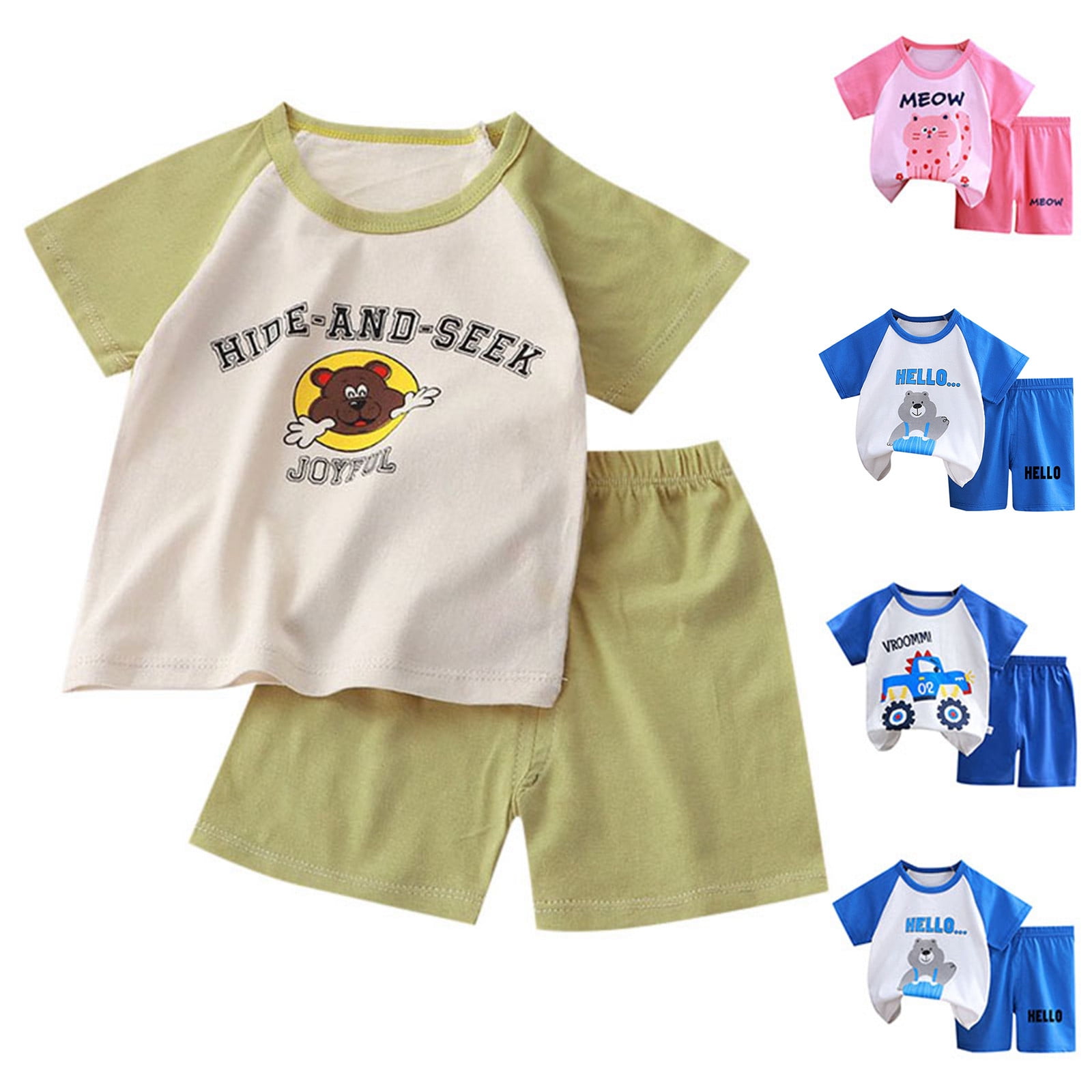 Gyexs Short Sleeve Lounge Sets for Boys Girls 6-12 Months Summer Outfit ...