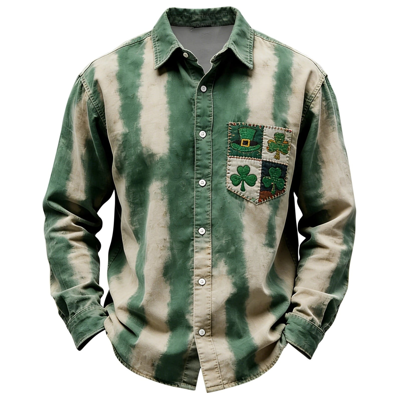 Gyexs St Patricks Day Shirt Men Saint Patrick Irish Printed Long Sleeve ...