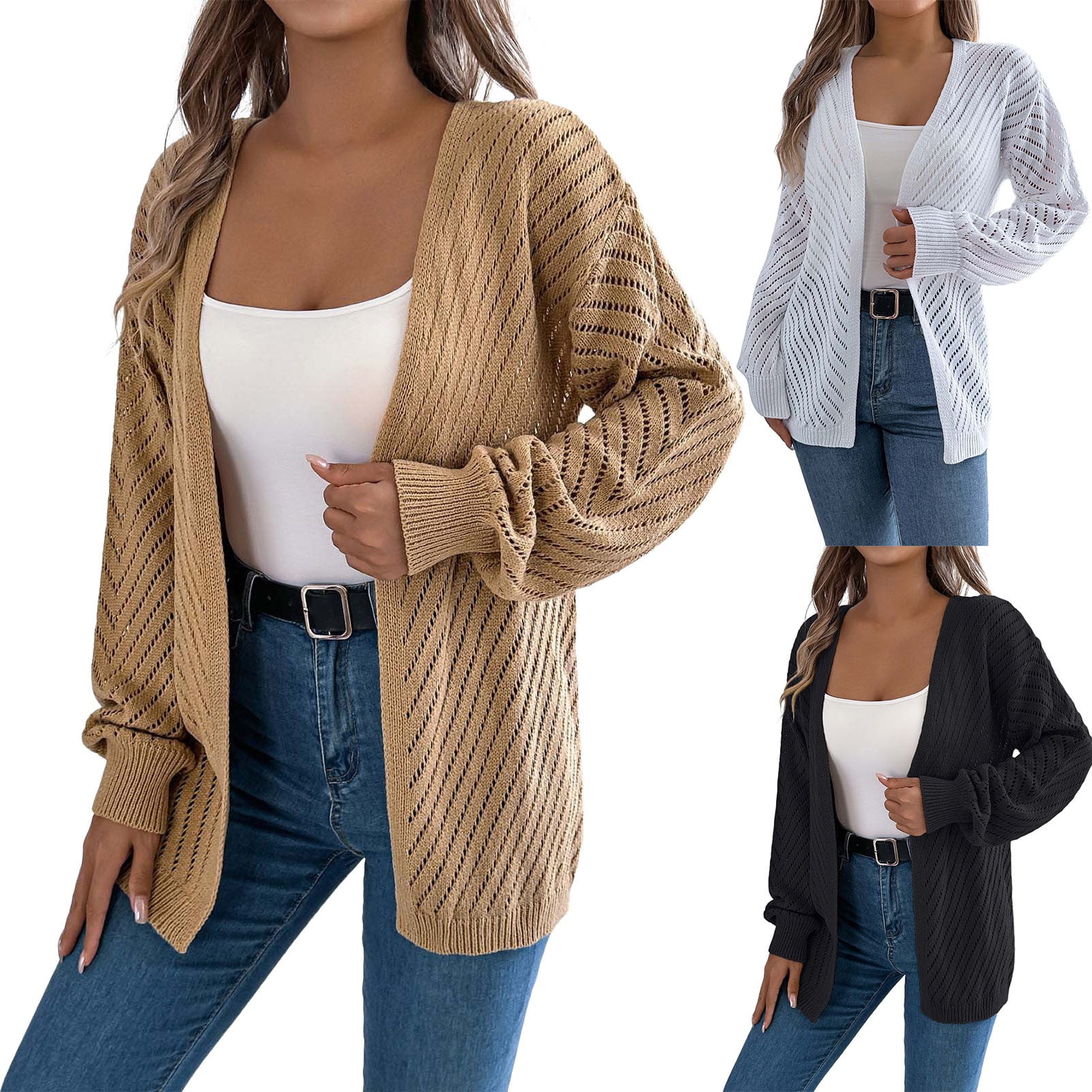 Gyexs Striped Cozy Sweaters for Women Long Sleeve Fall Winter Chunky ...
