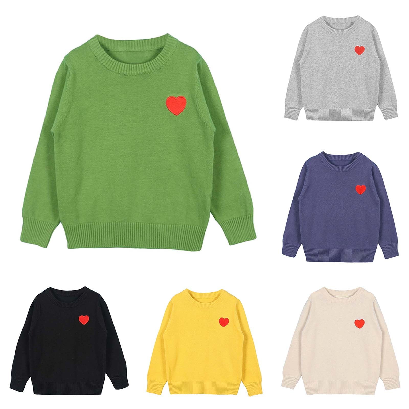 Gyexs Sweaters for Girls 1-8 Years Cute Heart Embroidered Casual Loose ...