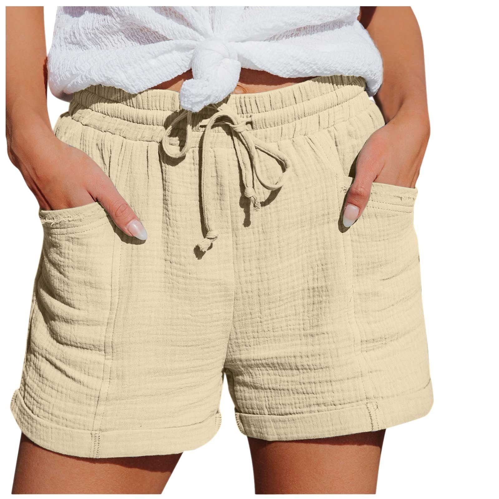 Gyexs Womens Pajama Sets Shorts Elastic Waist Beach Pants Girls Bottoms Shorts Plus Size Basic ...