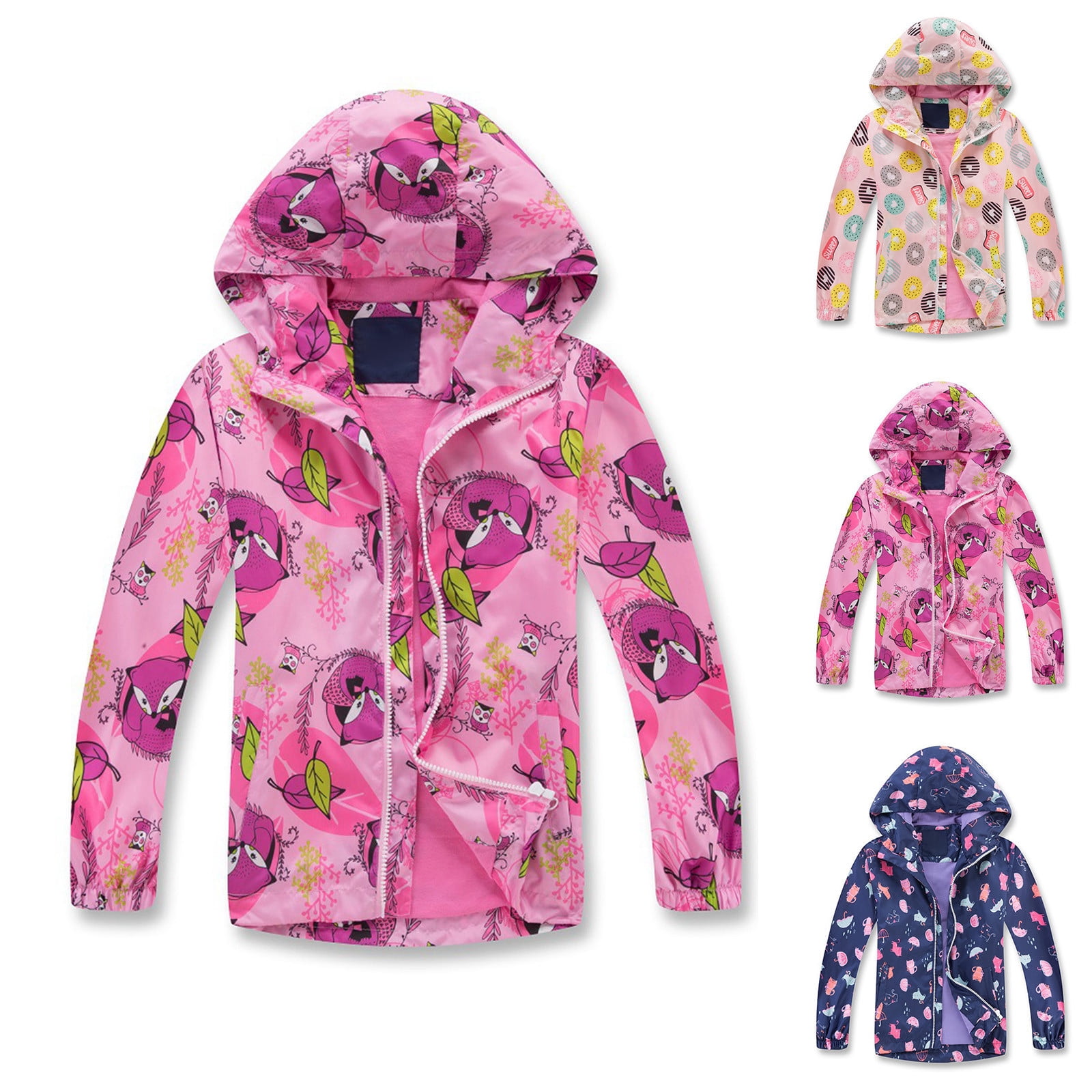 Gyexs Youth Girls Kids Rain Jackets Waterproof Lightweight Hooded ...