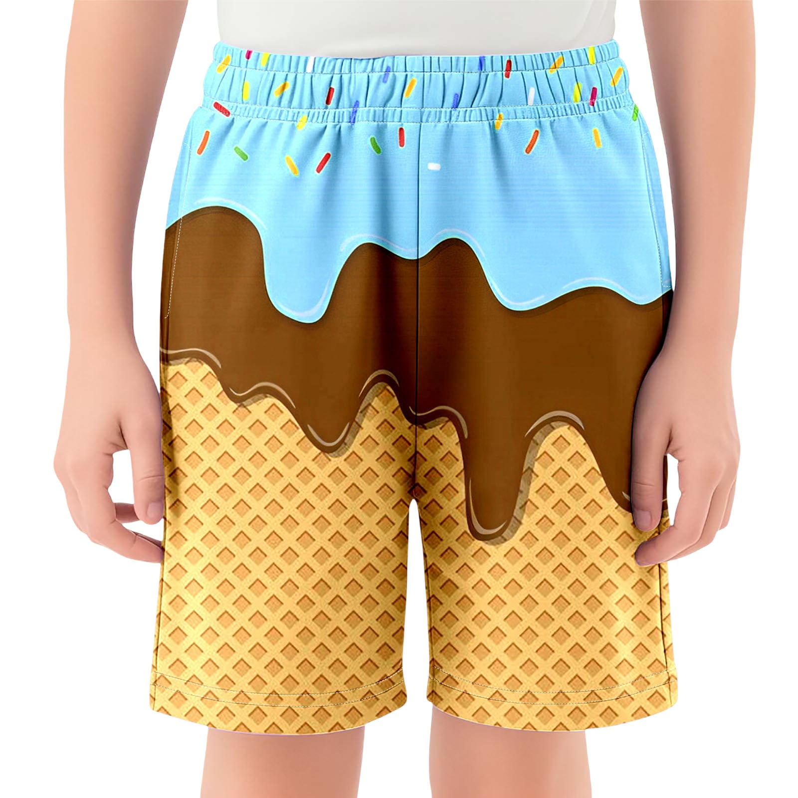 Gyexs Youth Ice Cream Shorts Summer Cool Cute Preppy Shorts Youth Ice ...