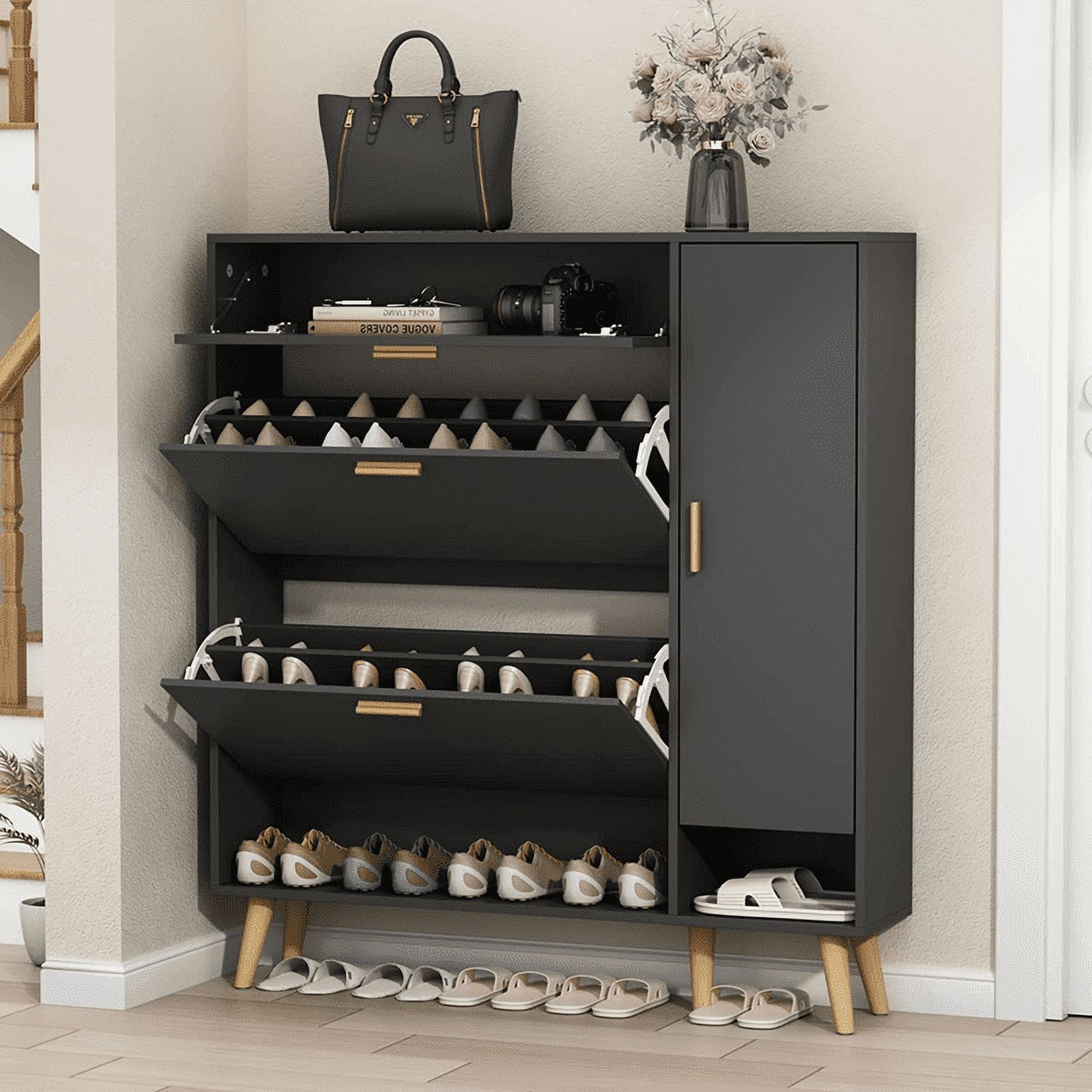 Gyfimoie Shoe Rack Cabinet, Free Standing Shoes Storage Organizer ...