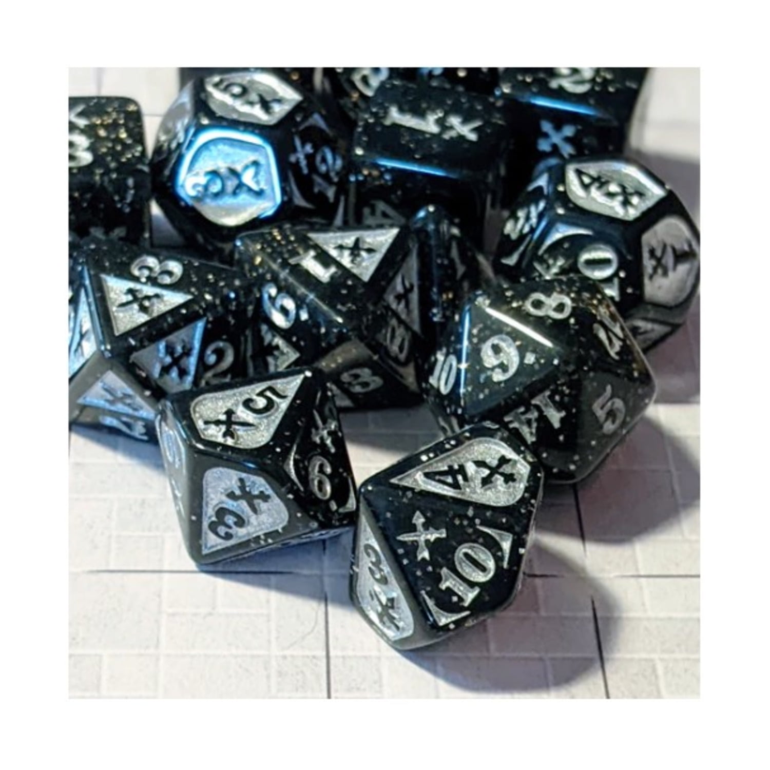 Gyld Piercing Damage - Acrylic, Black Sparkle w/Silver (14) New ...