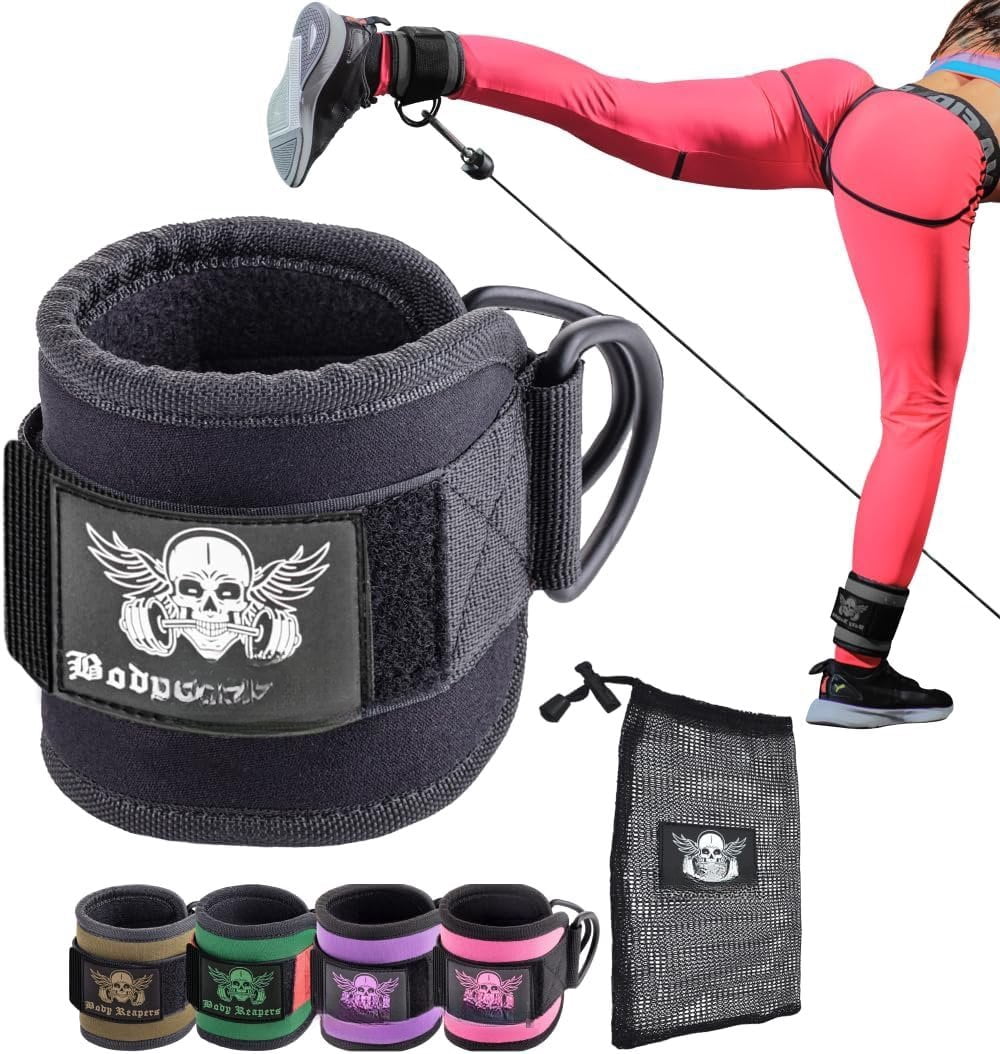 Gym Ankle Cuff Attachment with Adjustable Velcro, Durable Double D ...