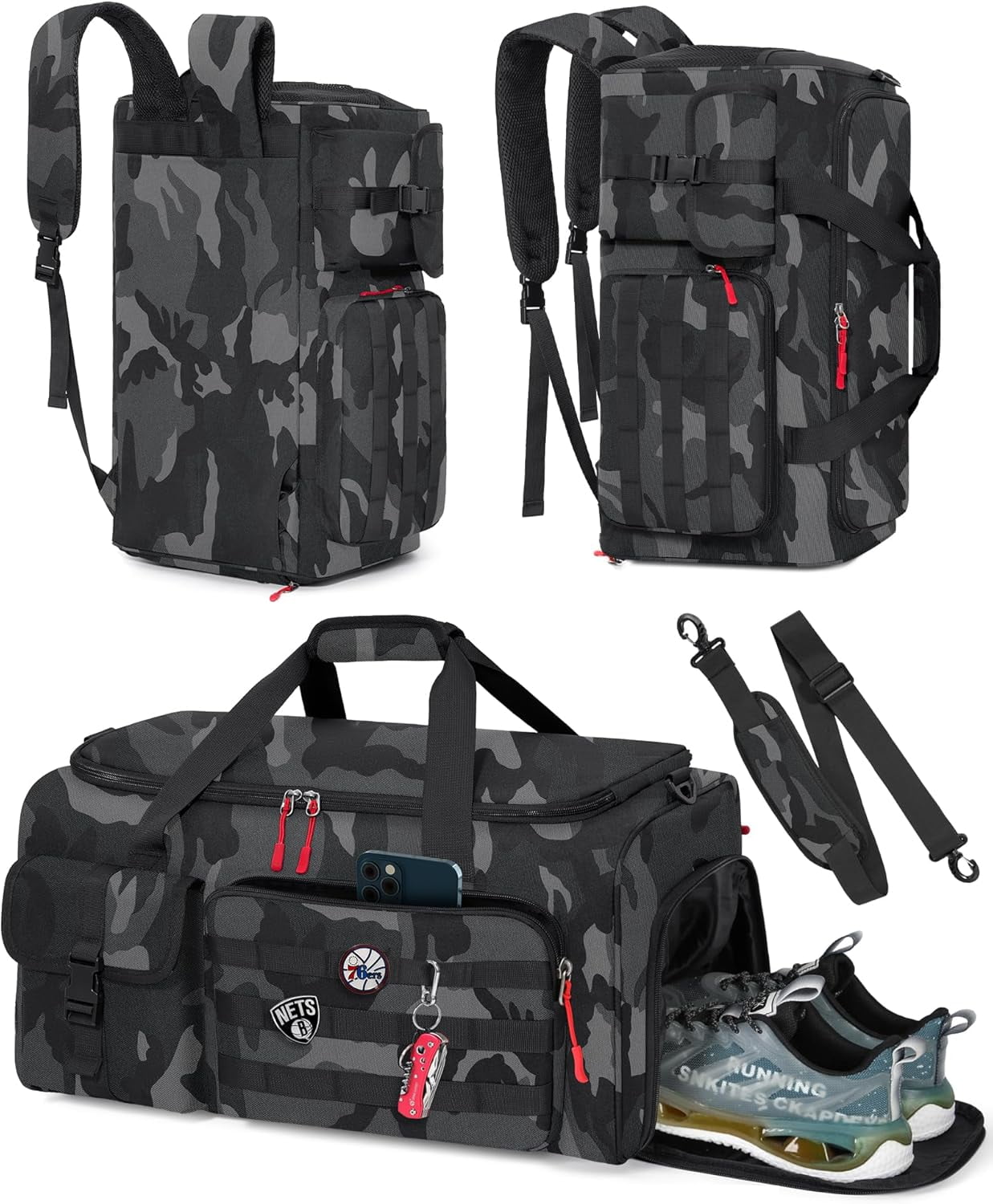 Gym Bag for Men, 45L Sports Travel Duffel Bag with Shoe & Laptop ...