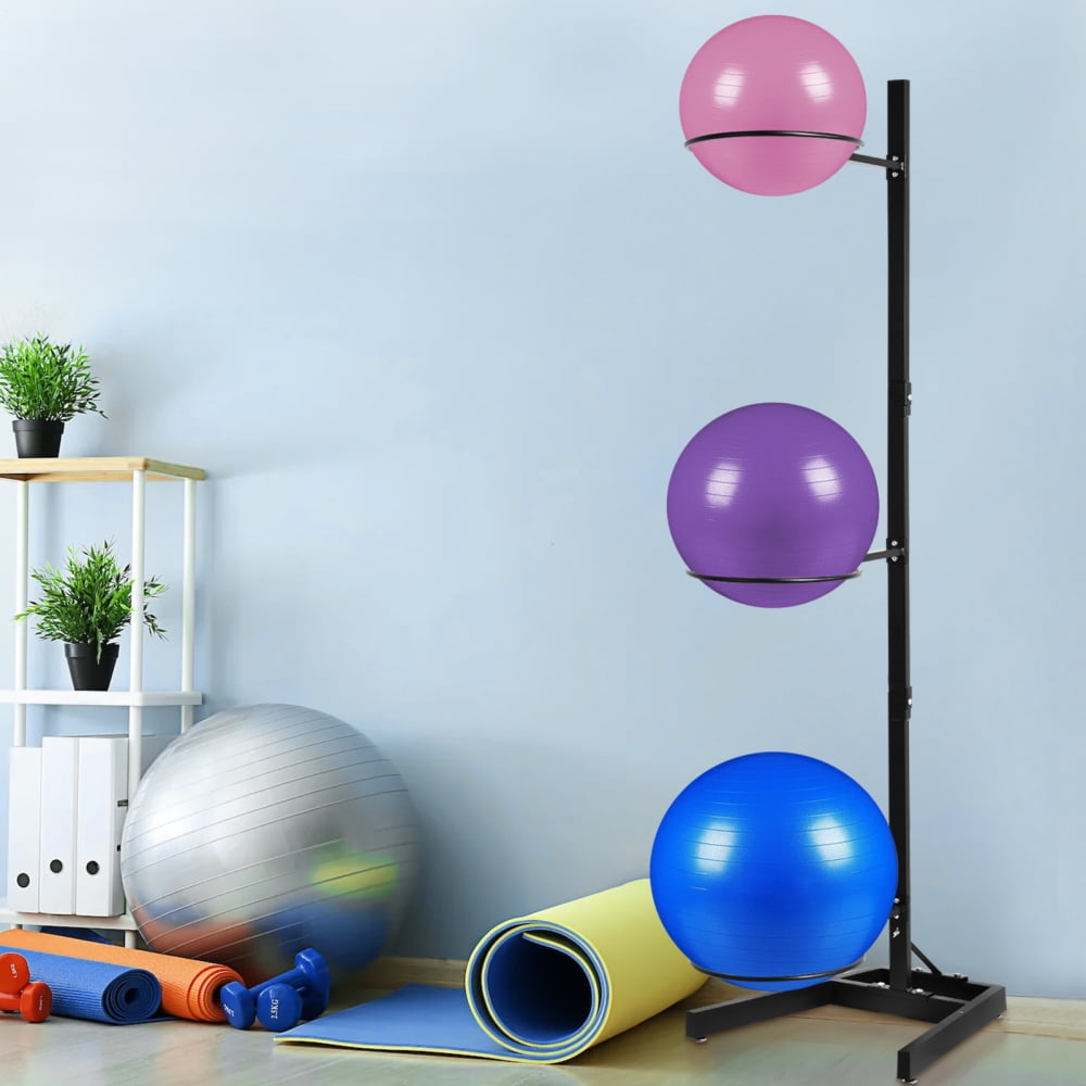 Gym Ball Storage Rack, Steel Frame Yoga Ball Holder for Stability Balls ...