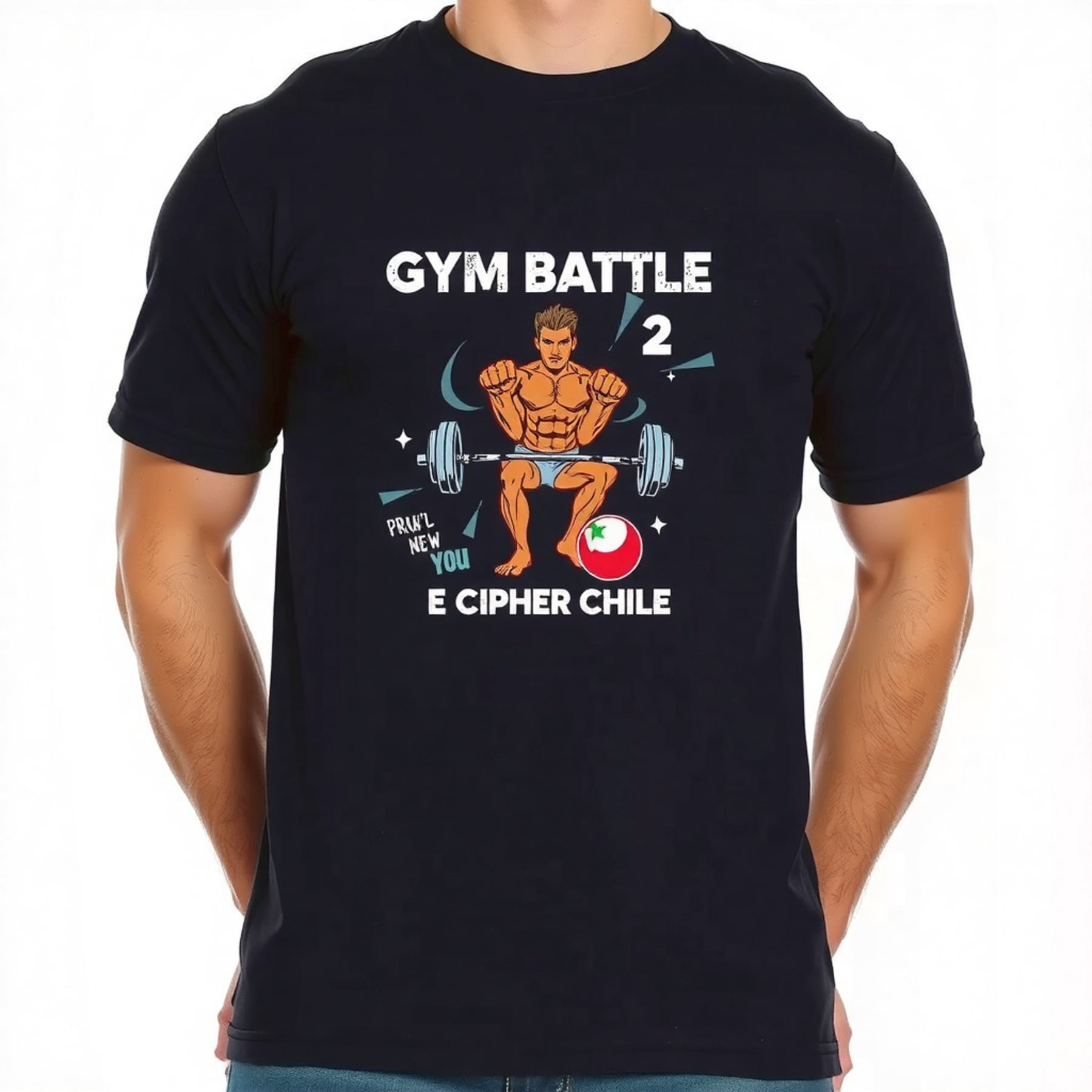 Gym Battle 2 Graphic T-Shirt - Muscular Weightlifting Design for ...