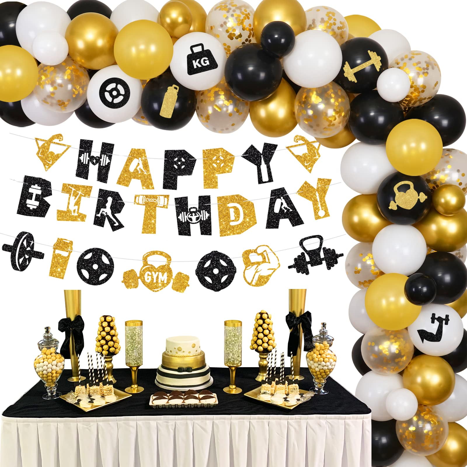 Gym Birthday Decorations Fitness DHF10 Party Decorations for Men Weight ...