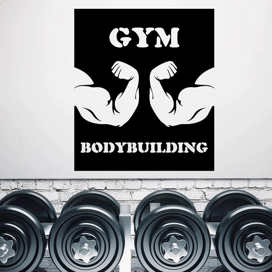 Gym Bodybuilding Wall Sticker Biceps Sport Logo Fitness Club Interior ...
