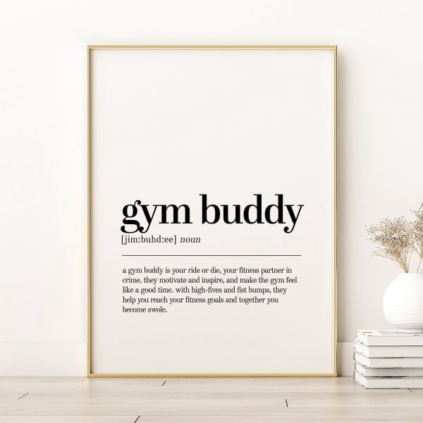 Gym Buddy Definition Print, Poster, Gym Buddy Art Prints, Minimalist ...