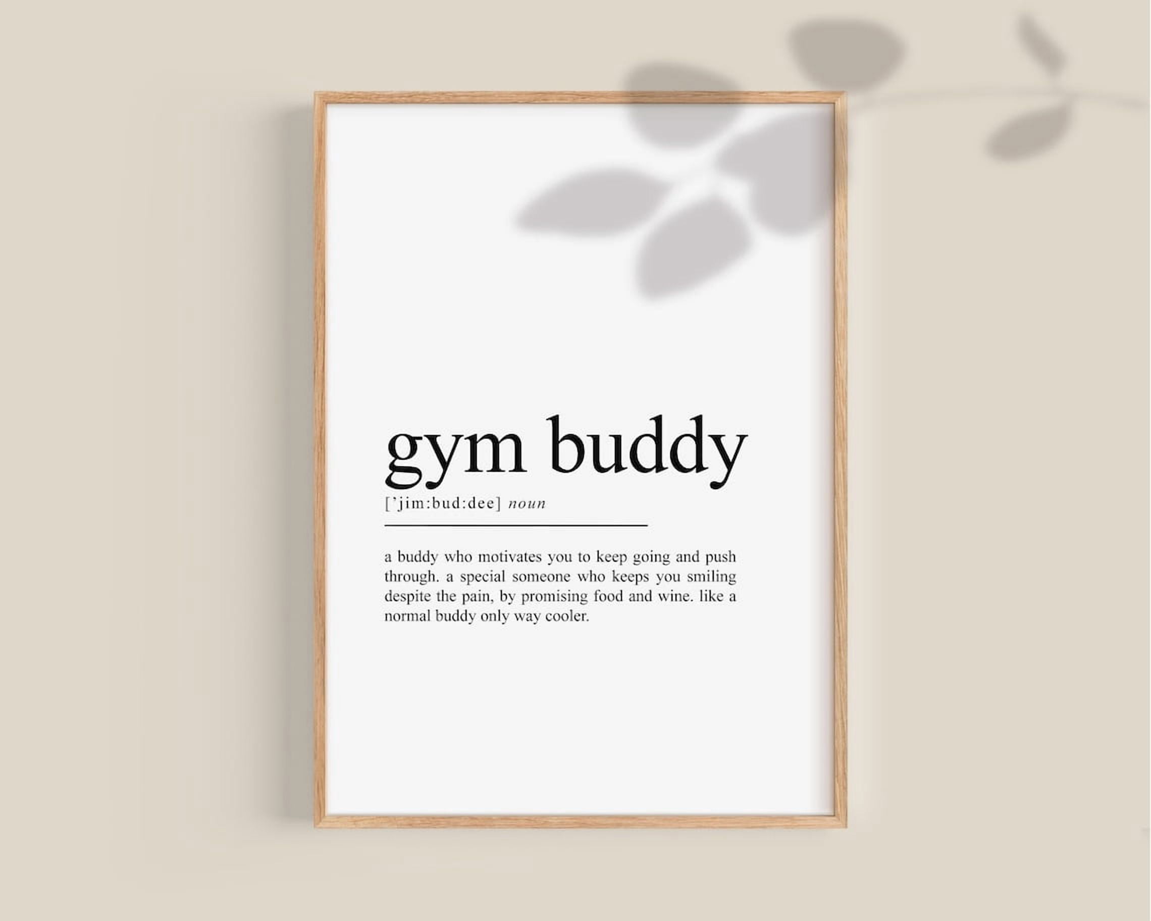Gym Buddy, Gym Buddy Definition Poster, Workout Buddy, Workout Friend ...