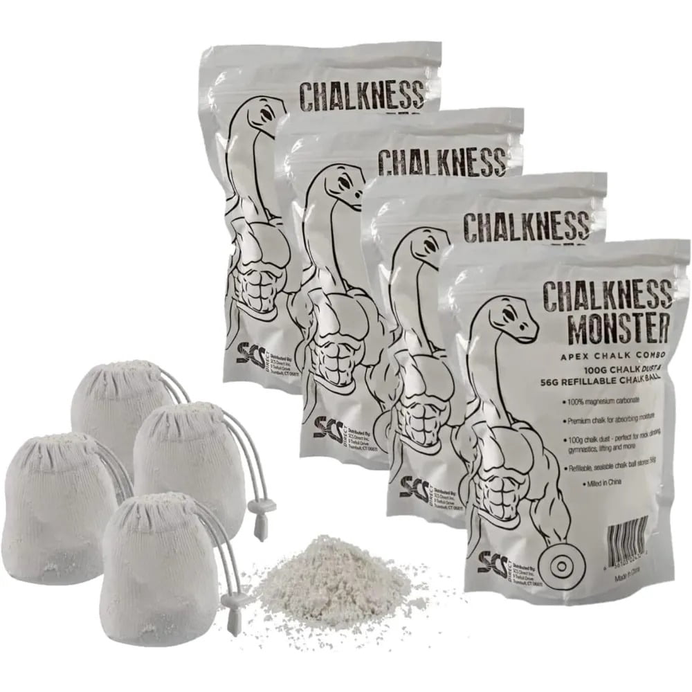 Gym Chalk Bag - 4 Pack Resealable Bags (14 Ounces Total) - Easy Grip ...
