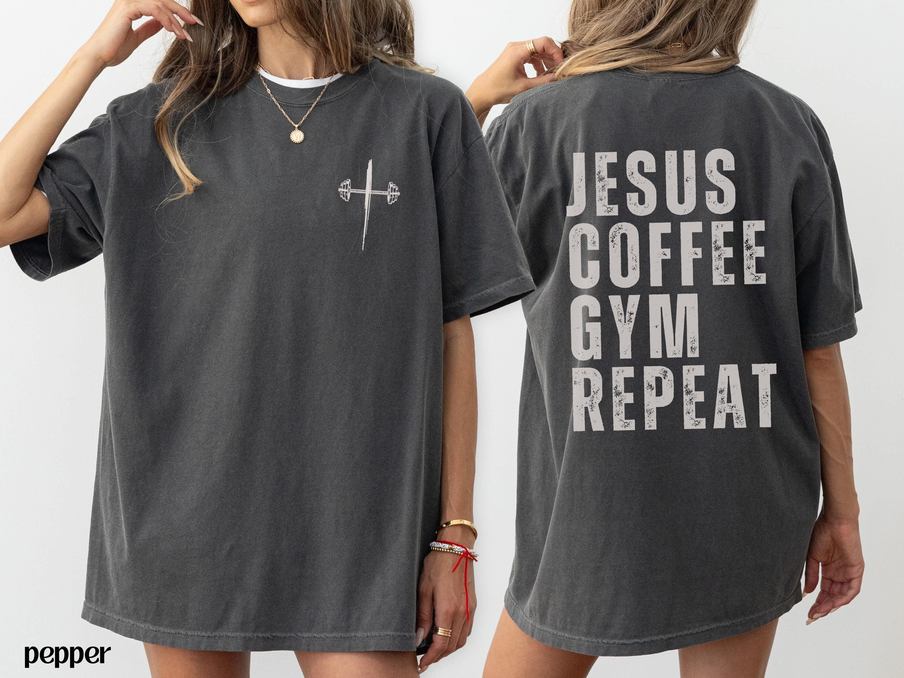 Gym Coffee Jesus Shirt, Christian Pump Cover, Jesus Weightlifting Shirt ...