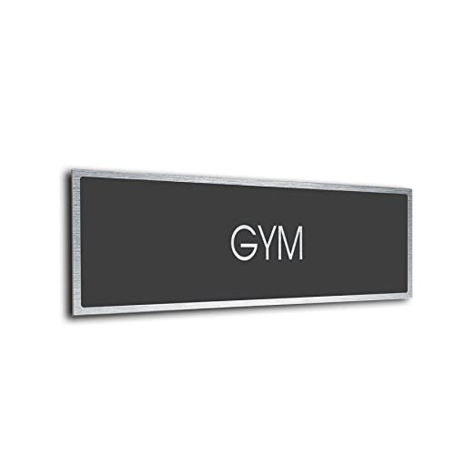 Gym Door Sign - Modern Brushed Metal Door Sign. Office Door Signs. Rust ...