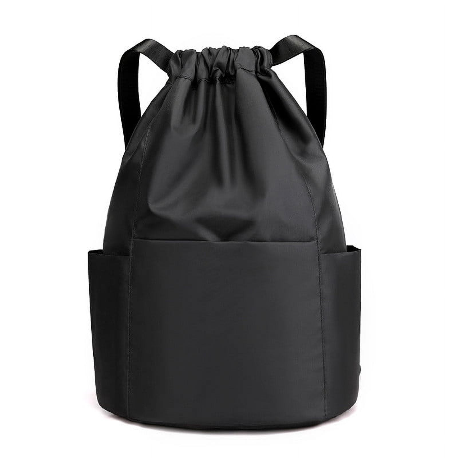 Gym Drawstring Bag, Waterproof Drawstring Backpack with Zipper Pocket ...