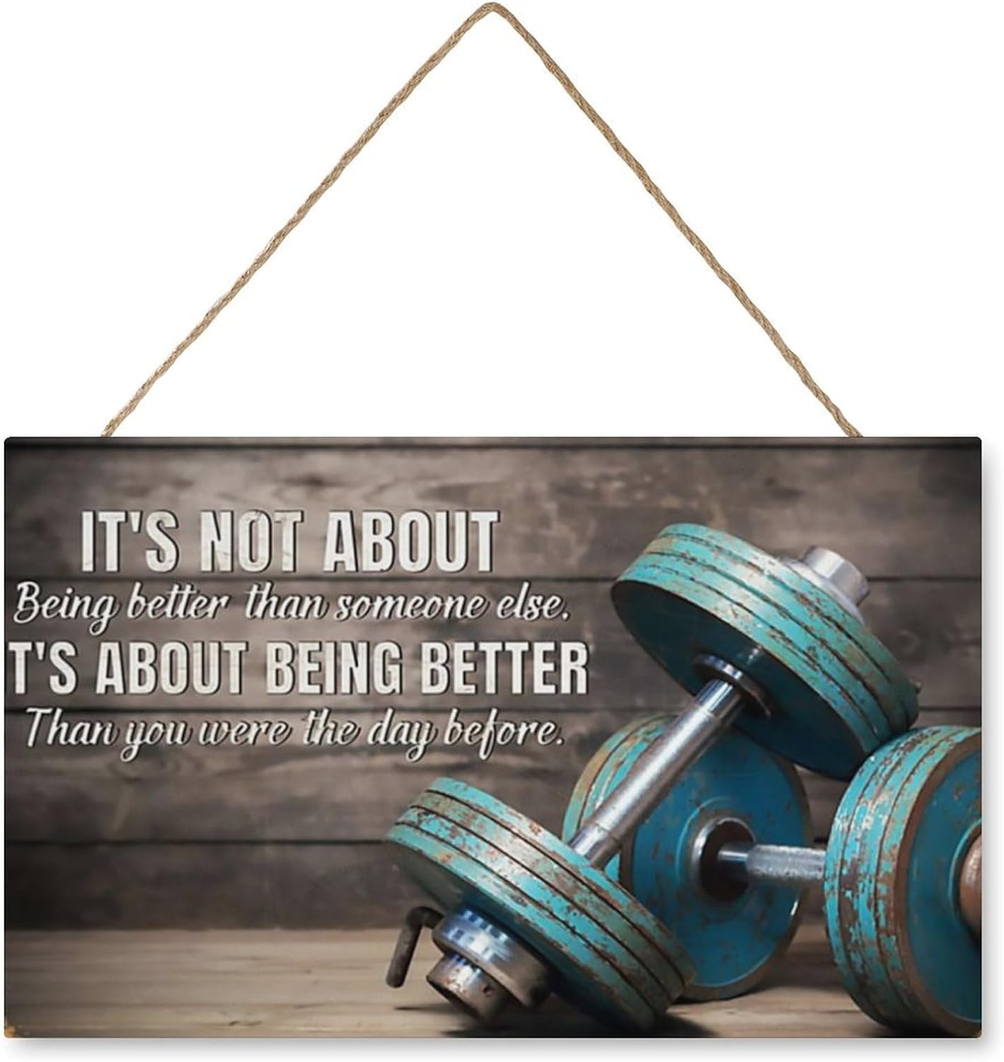 Gym Dumbbell It's Not About Horizontal Wood Sign Motivational Wall ...