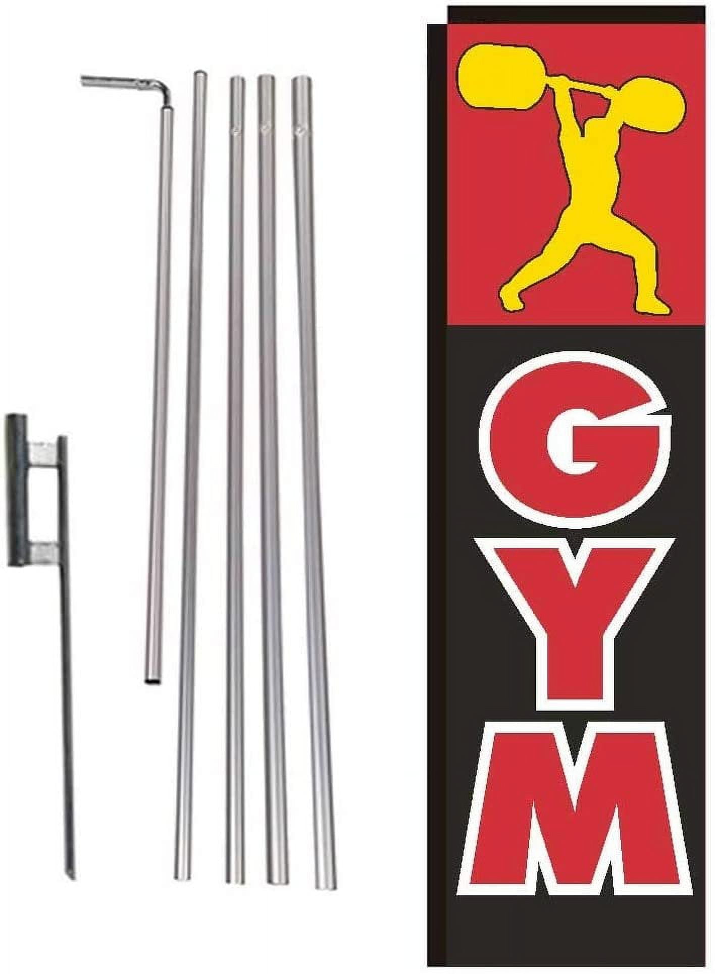 Gym Fitness Rectangle Feather Banner Flag with Pole Kit and Ground ...