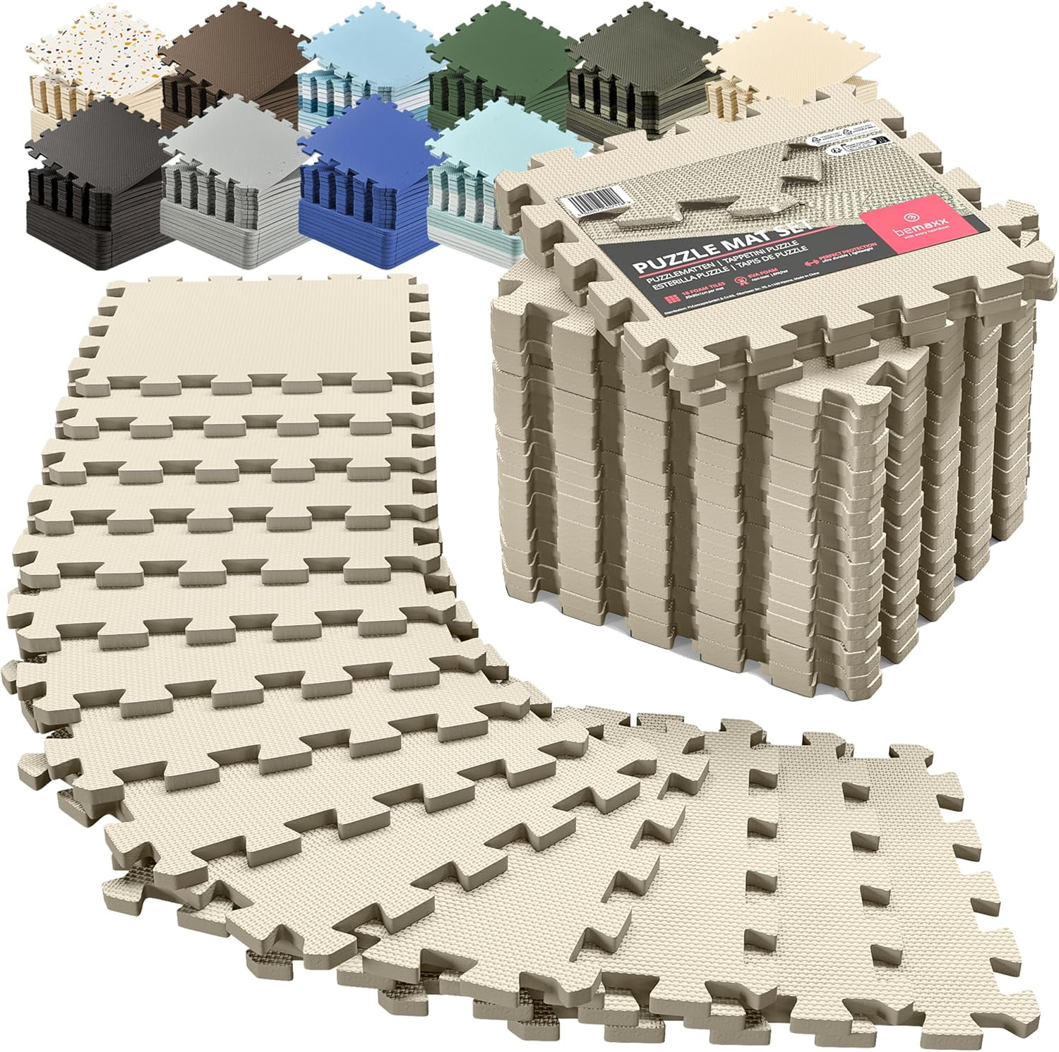 Gym Flooring Set -Interlocking EVA Soft Foam Floor Mat, 18 Pieces ...