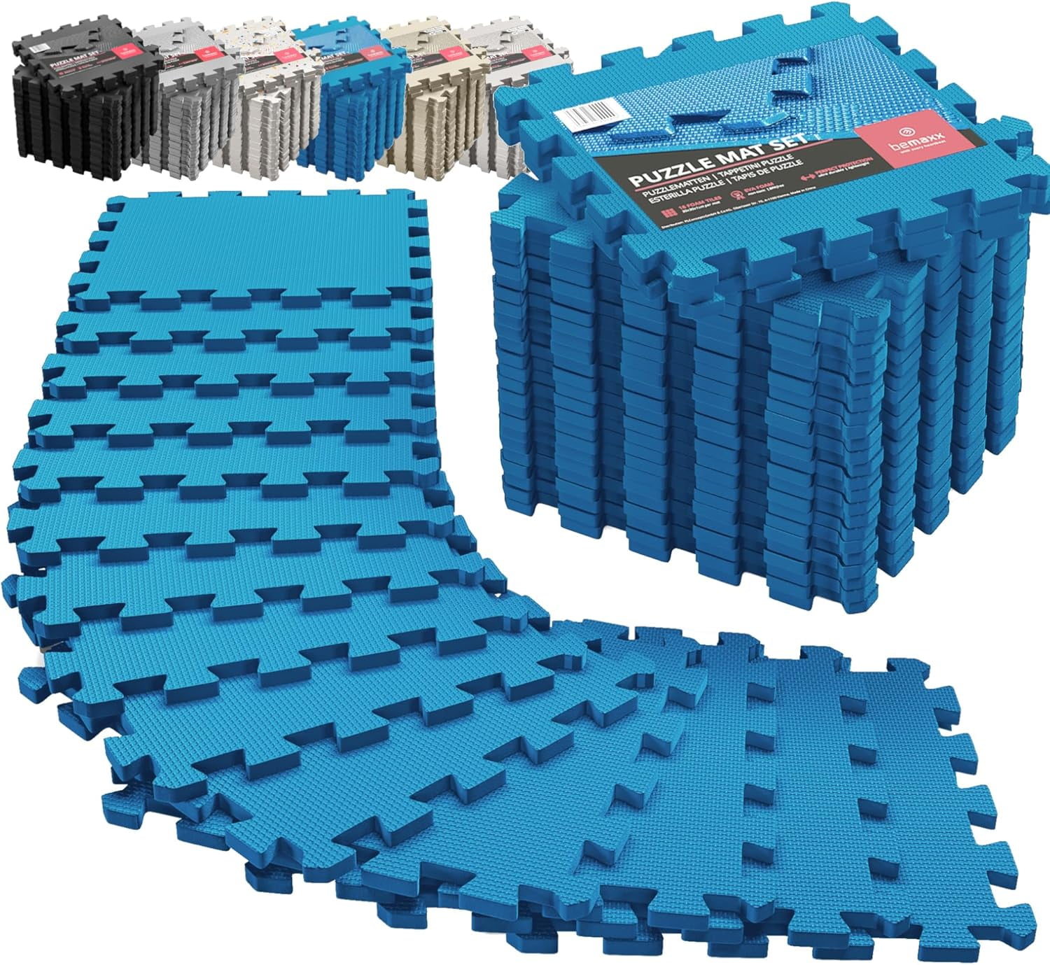 Gym Flooring Set - Interlocking EVA Soft Foam Floor Mat, 18 Pieces ...