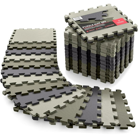 Philosophy Gym Pack of 12 Exercise Flooring Mats - 12 x 12 Inch Foam ...