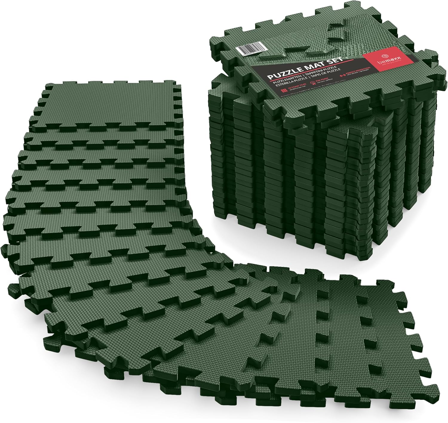 Gym Flooring Set - Interlocking EVA Soft Foam Floor Mat, 18 Pieces ...
