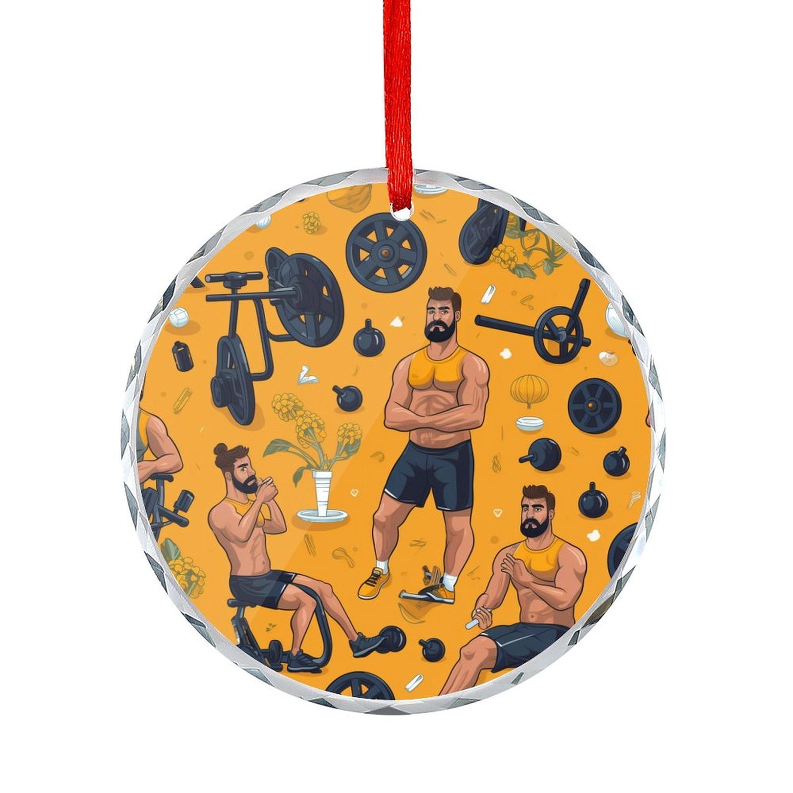 Gym Funny Pattern Crystal Glass Christmas Ornament Unique Home Decor ...