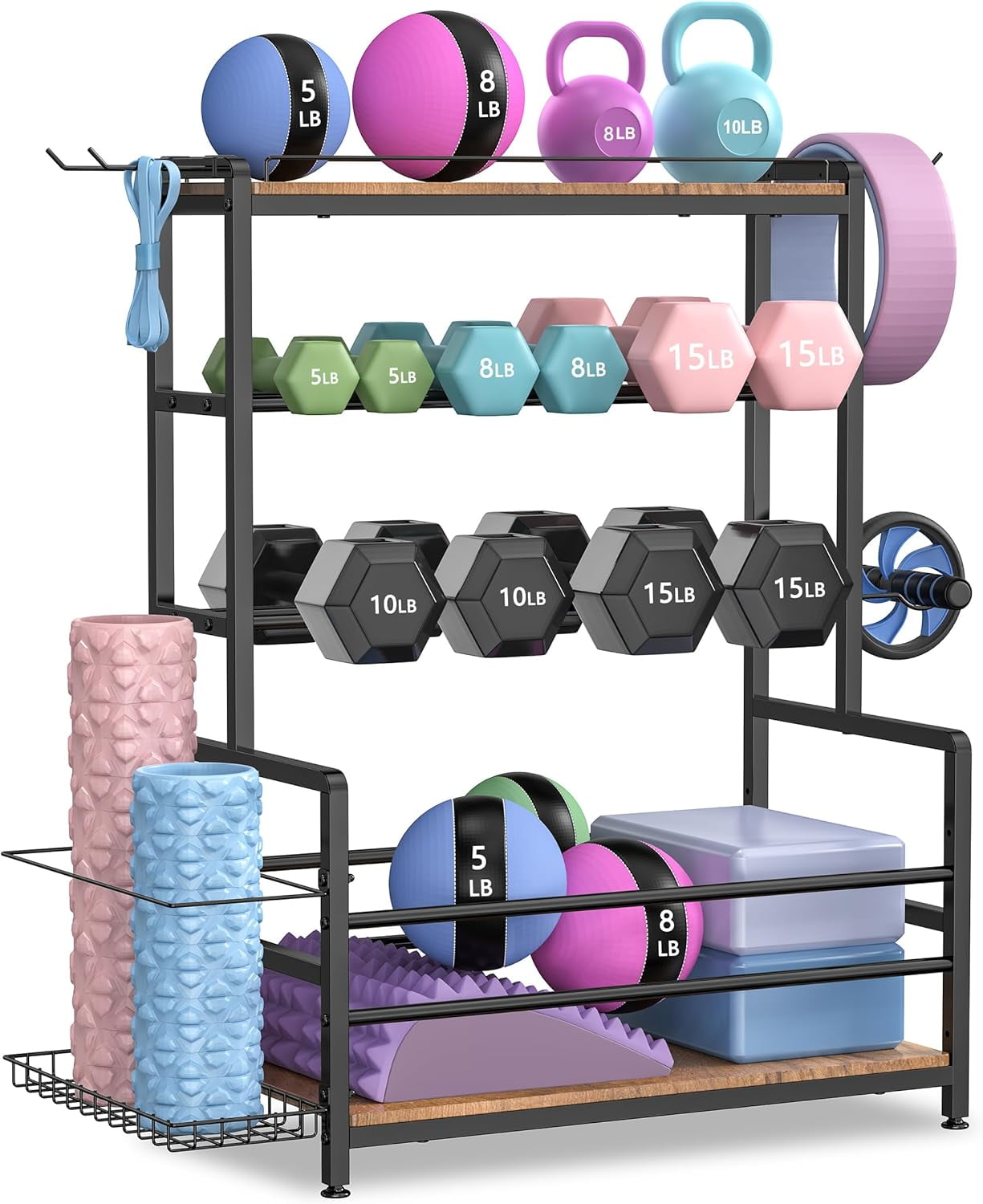 Gym Home Equipment Weight Rack – 3‑Tier Workout Storage Stand for ...