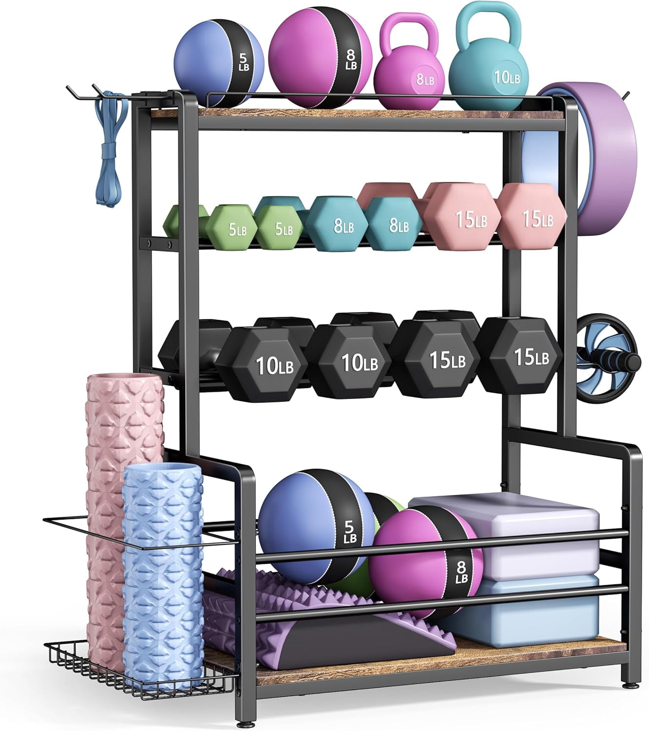 Gym Home Equipment Weight Rack – 3‑Tier Workout Storage Stand for ...