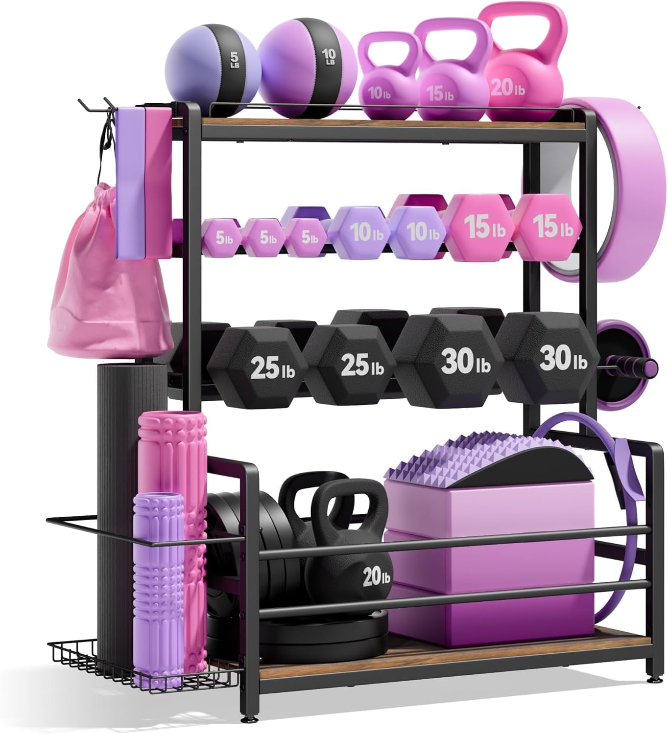 Gym Home Equipment Weight Rack – 3‑Tier Workout Storage Stand for ...