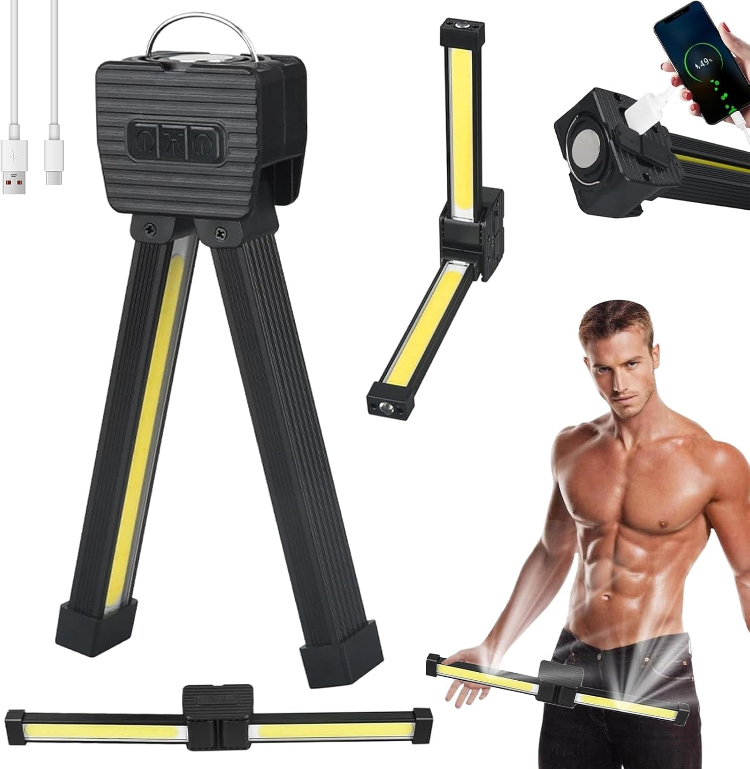 Gym Lamp for Posing, 2025 New Gym Lamp, Magnetic Work Light with 180 ...