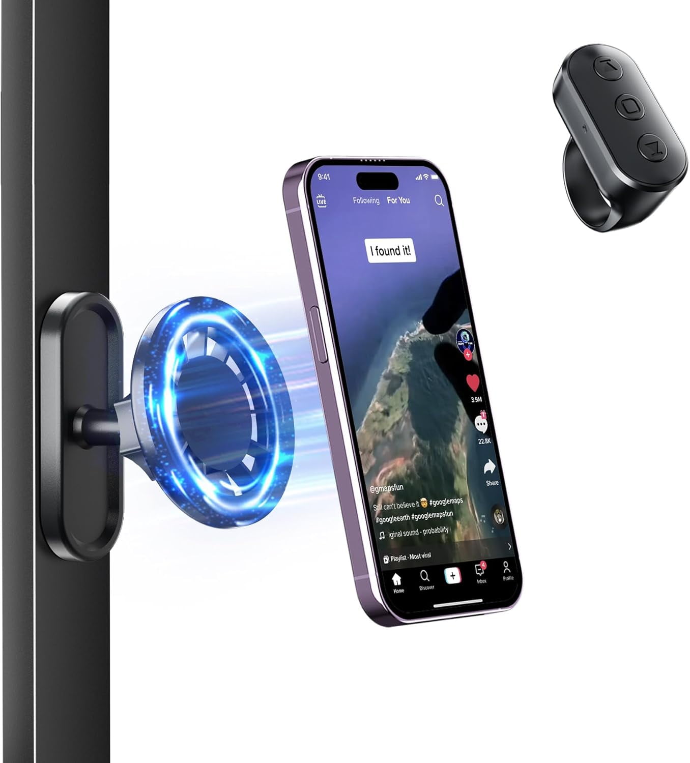 Gym Magnetic Phone Holder Mount with Finger Remote Control for Tiktok ...
