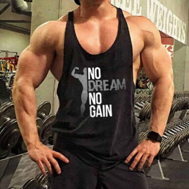 Gym Mens Muscle Sleeveless Tank Top Tee Shirt Bodybuilding Sport Fitness Vest Black Size XL ...