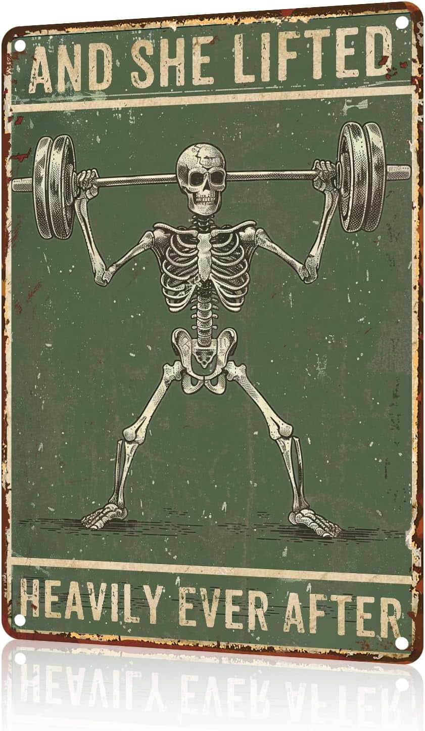 Gym Metal Signs And She Lifted Heavily Ever After Funny Workout Vintage ...