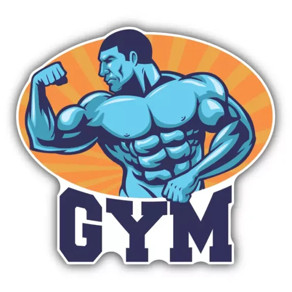Gym Muscle Bodybuilder Mascot Car Sticker Phone Decal Water Bottle ...