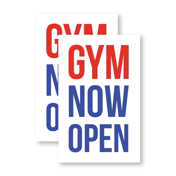 Gym Now Open (2-Pack) 24 Inch x 36 Inch Vinyl Decals | Sign Insert Peel ...