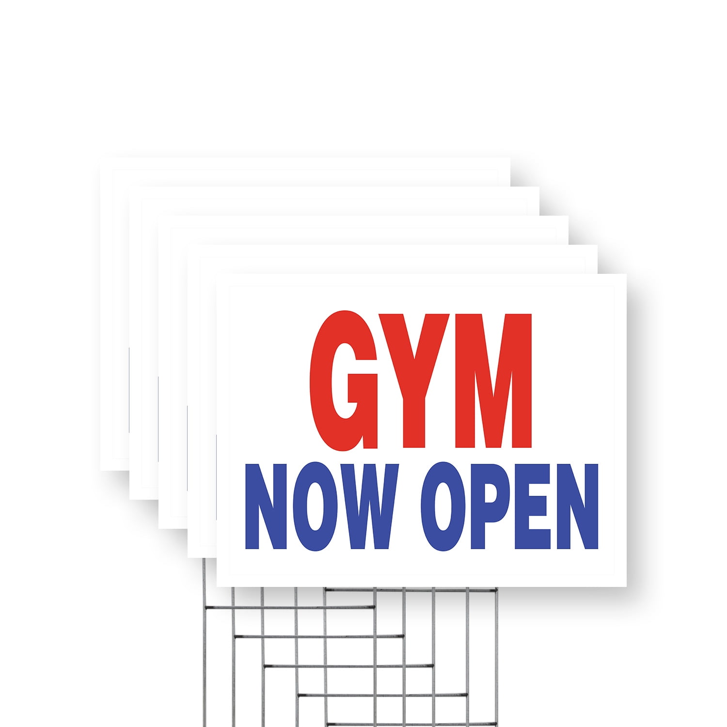 Gym Now Open Yard Sign 5 Pack of 12 Inch x 16 Inch Double Sided ...