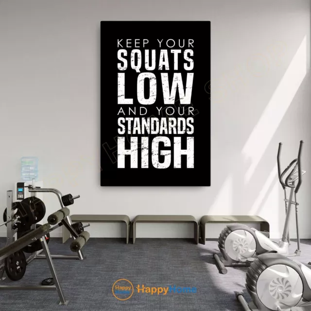 Gym Quote Wall Art Keep Your Squats Low Workout Room Fitness Home Gym ...