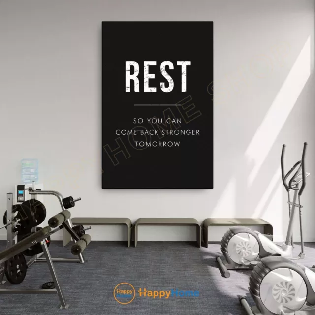 Gym Quote Wall Art Rest Exercise Workout Room Fitness Gym Print Home ...