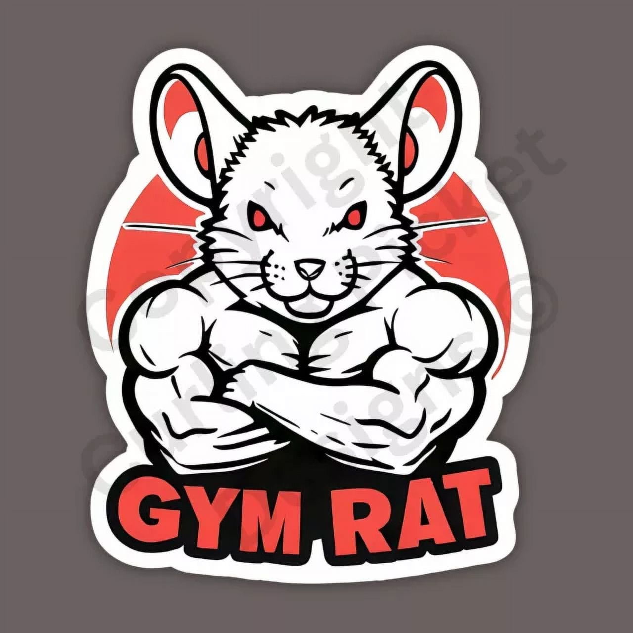 Gym Rat Fitness Workout Bodybuilding Muscles Power Flexing Sticker ...