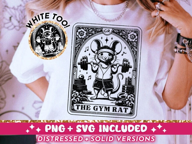 Gym Rat Funny Tarot Card Svg Png Funny Workout Sublimation Design
