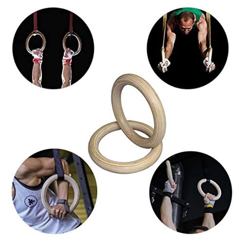 Gym Rings, 1 Piece Wooden Gymnastic Rings, Fitness Heavy Duty Training ...