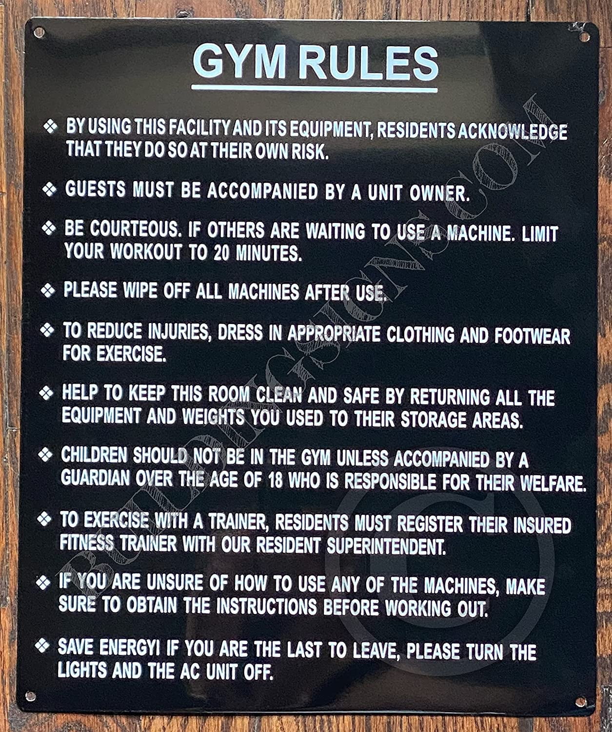 Building Signs Gym Rules Rust Free Aluminum Sign - Walmart.com