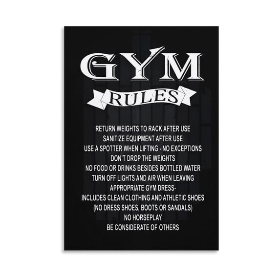 Gym Rules Workout Motivational Quote Canvas Wall Art Poster with No ...