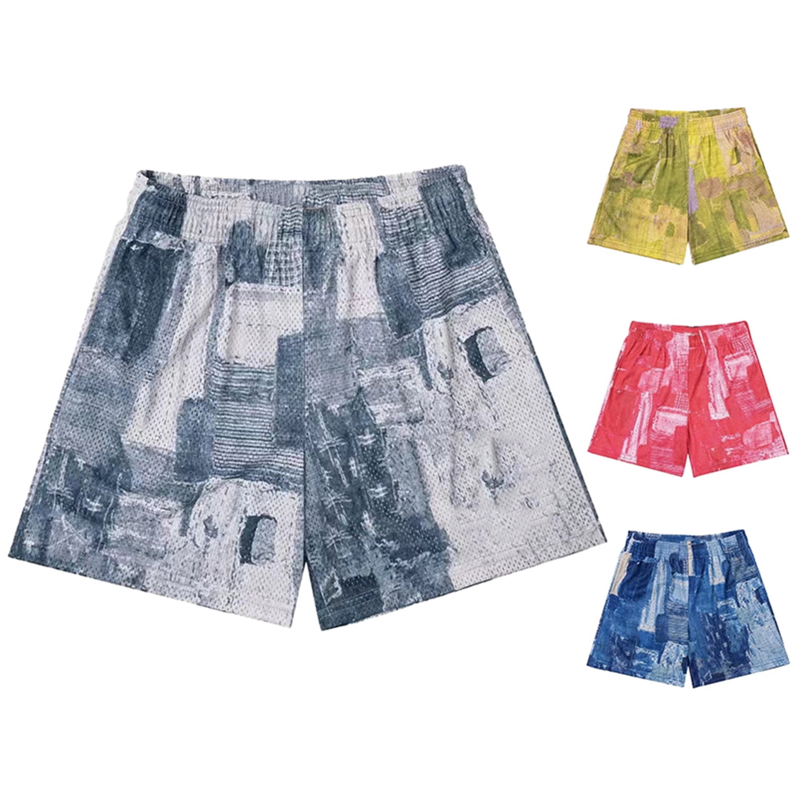 Gym Shorts Men Muscle Fitness Breathable Loose Shorts with Knee Cropped ...