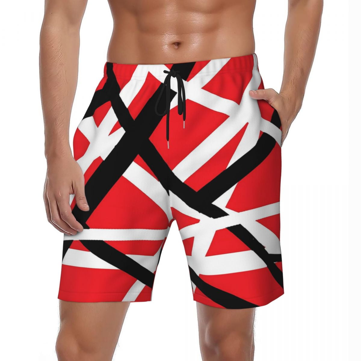 Gym Shorts Summer Lines Print Hawaii Board Short Pants Men Running Fast ...